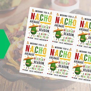 EDITABLE Nacho Average Christmas Gift Tag, Nachos Holiday Gift Tag ...