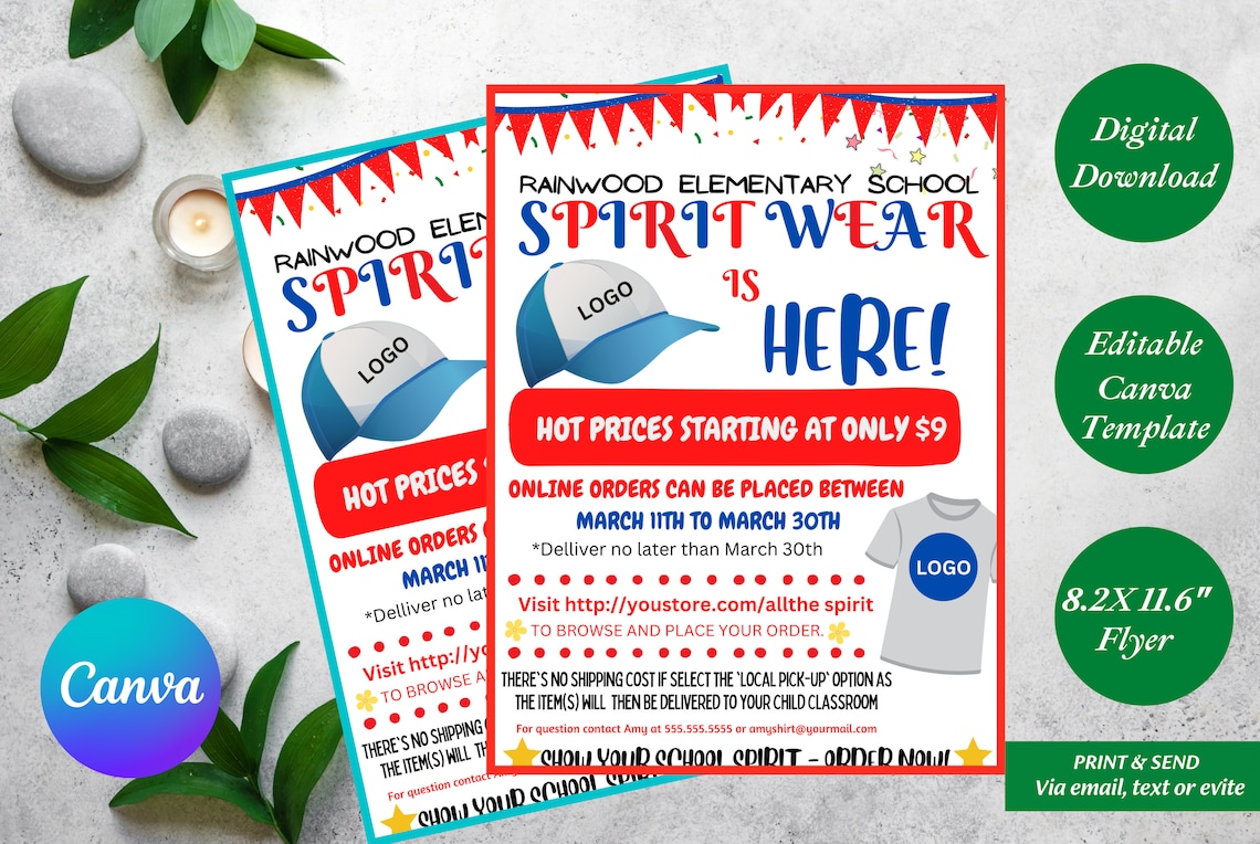 School Spirit Wear Fundraiser Flyer, Clothing T-shirt Sale, Printable ...