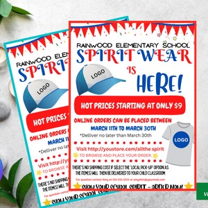 School Spirit Wear Fundraiser Flyer, Clothing T-shirt Sale, Printable ...