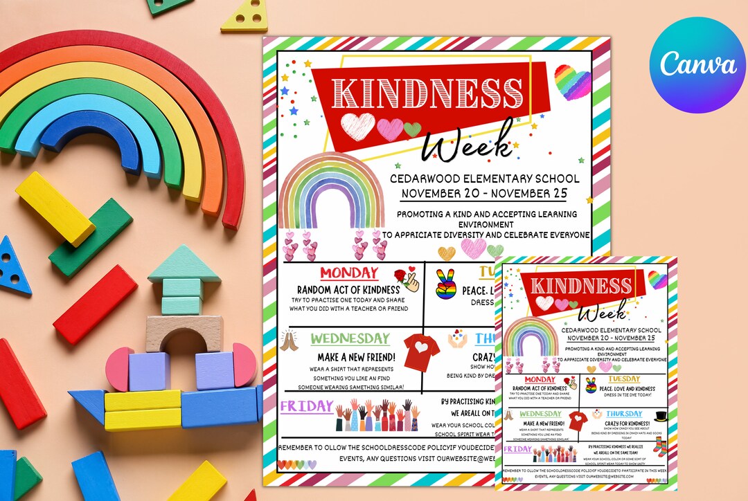 Kindness Week Itinerary Flyer Diversity Inclusion Printable - Etsy
