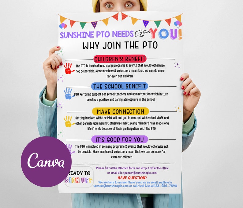 EDITABLE PTO PTA Recruitment Flyer, Editable Printable Informational ...