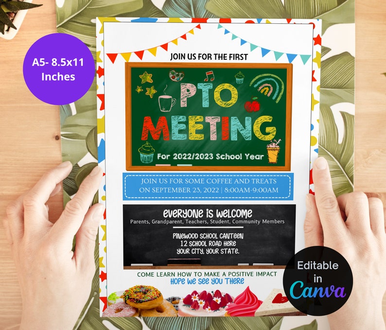 EDITABLE PTO PTA Meeting Handout Flyer, School Fundraiser Event ...
