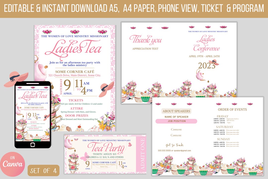 Ladies Tea Event Flyer Printable With Ladies Conference Event, Brunch ...