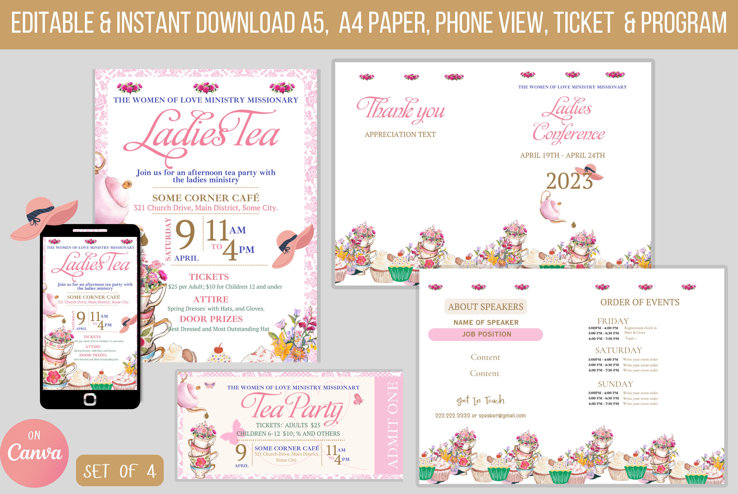 Ladies Tea Event Flyer Printable With Ladies Conference Event - Etsy