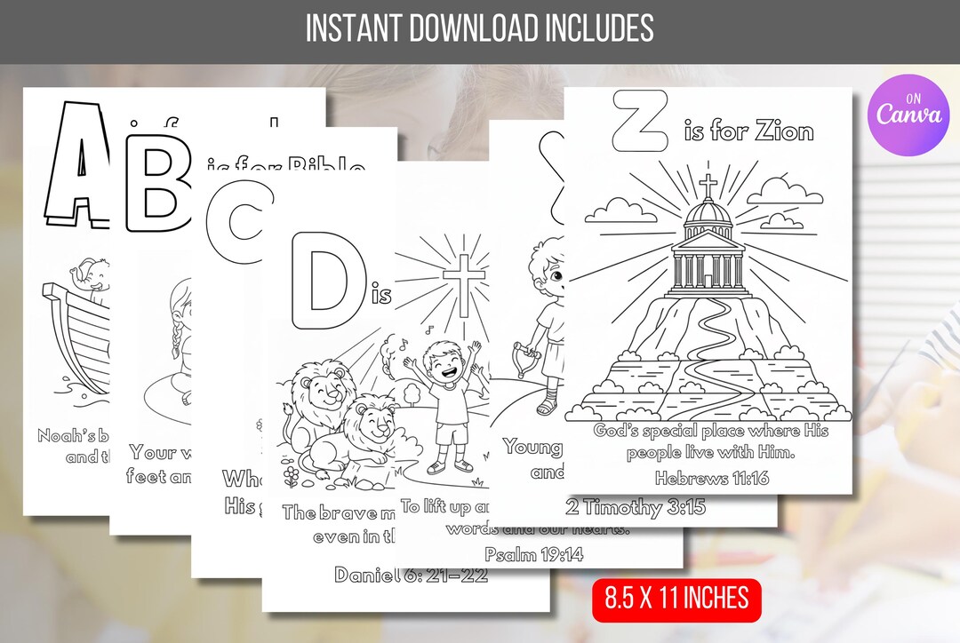 EDITABLE 26 Bible ABC Coloring Sheets for Kids, Bible Verse Coloring ...