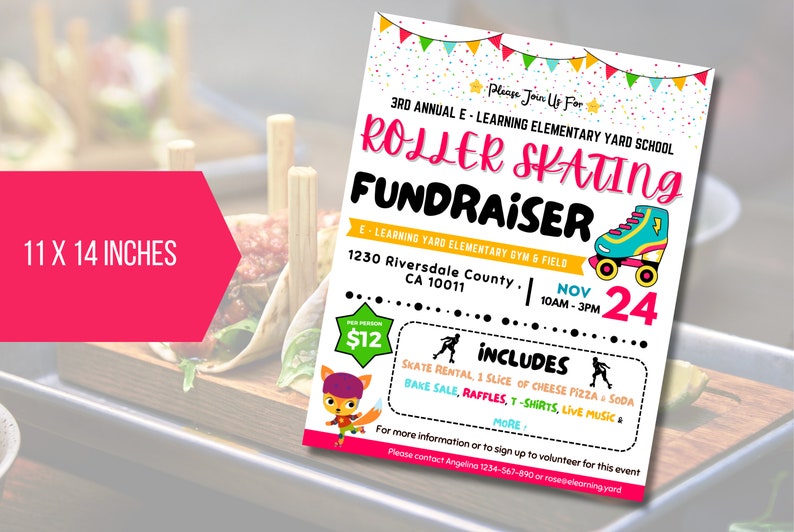 EDITABLE Roller Skate Fundraiser, Family Skate Night, School Dance ...