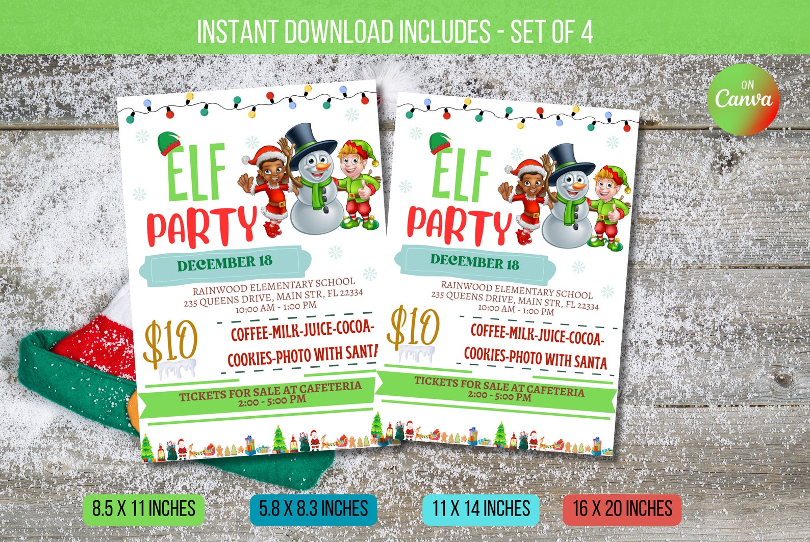 EDITABLE Elf Party Invite Flyer, Printable Party Invitation, Kid ...