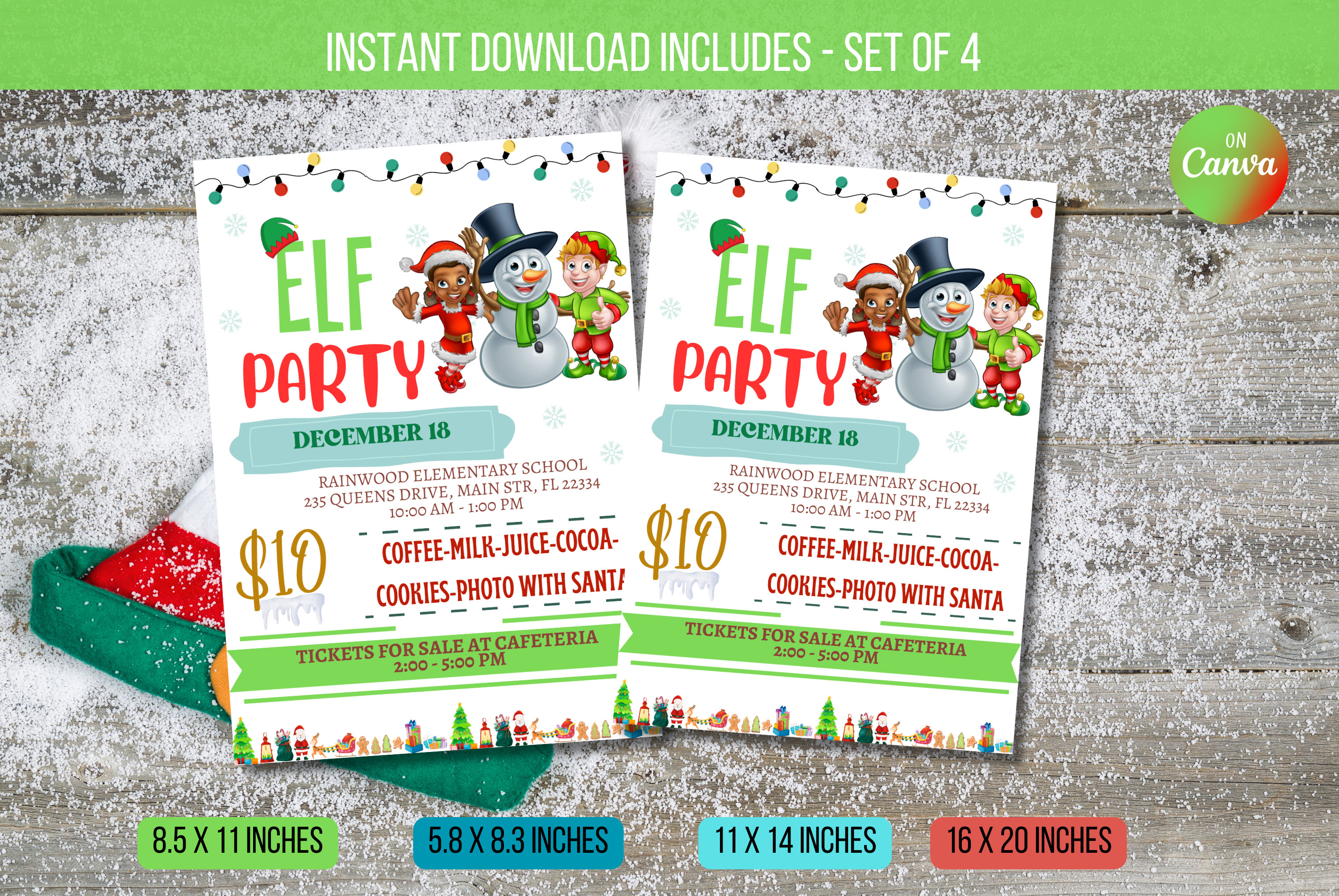 EDITABLE Elf Party Invite Flyer Printable Party Invitation - Etsy