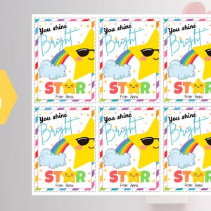 EDITABLE You Shine Bright Like a Star Gift Tags, School Printable Tags ...