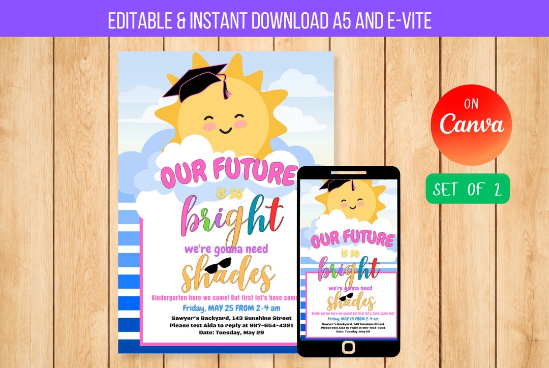 EDITABLE Kindergarten Graduation Invitation, Preschool Pre K Graduation ...
