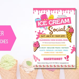 EDITABLE Ice Cream Social Flyer, School Appreciation Week, Ice Cream ...