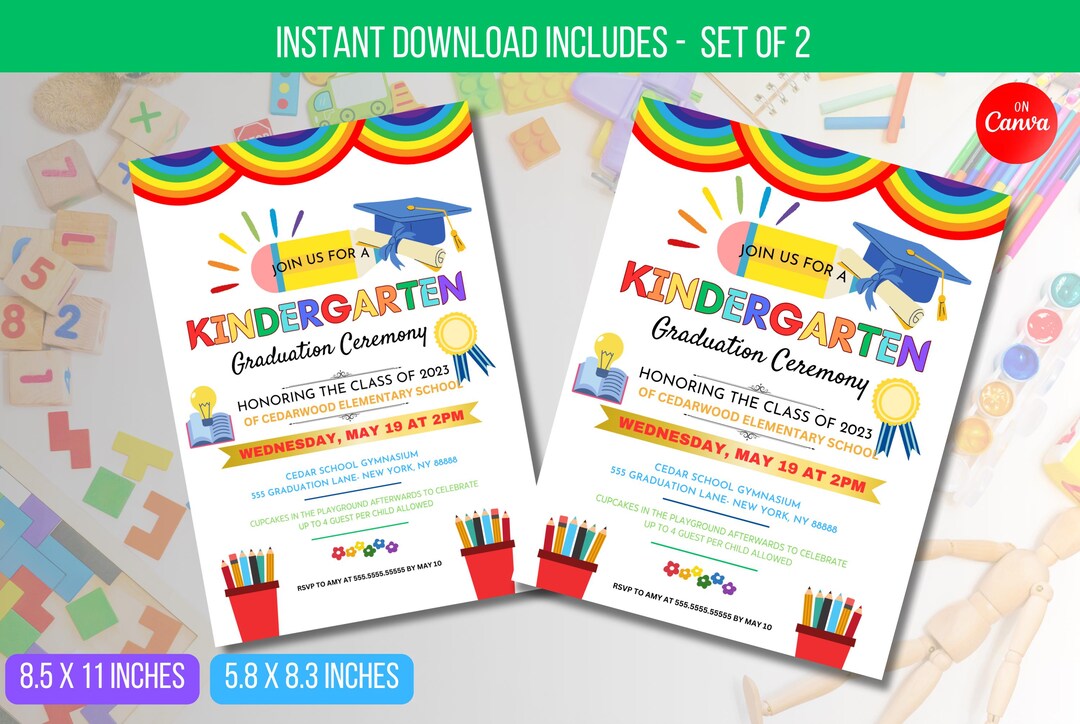 Kindergarten Graduation Invitation, Editable Kindergarten Graduation ...
