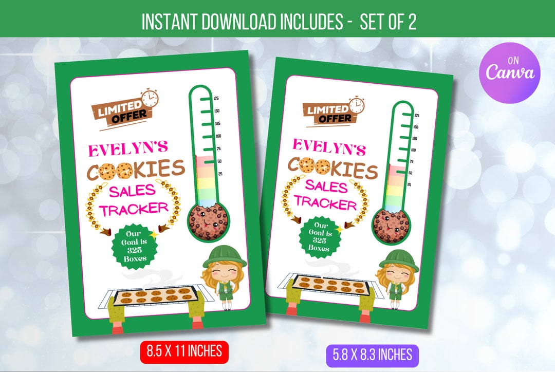 EDITABLE Cookie Sales Tracker, Girl Scout Cookie Gola Poster, ABC ...
