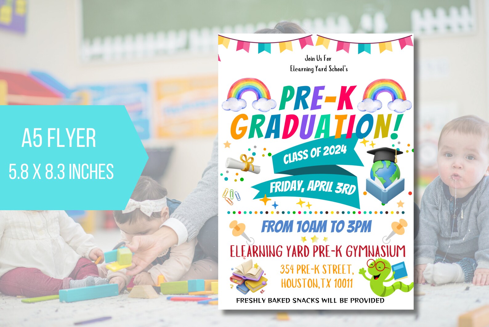 EDITABLE Preschool Graduation Invitation, Celebration Graduation Invite ...