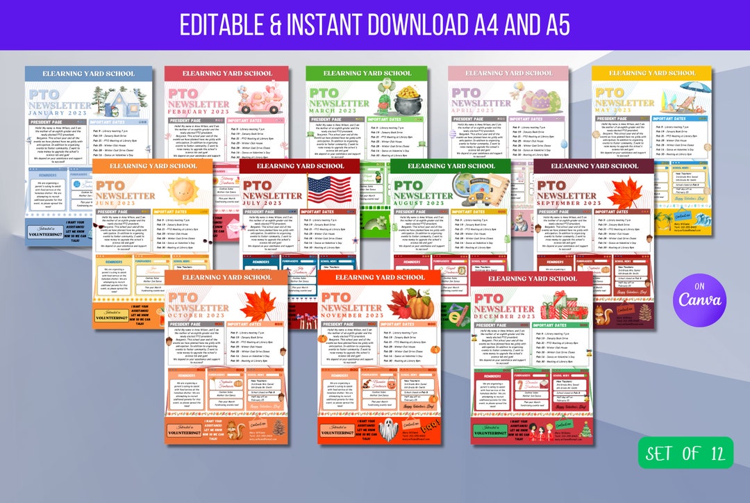 EDITABLE Monthly Newsletter Template Bundle, Classroom Printable ...