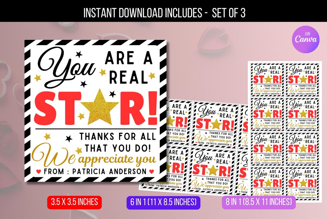 EDITABLE You Are A Star, Teacher Appreciation Week Employee Nurse Staff ...