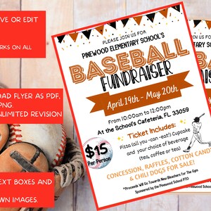 EDITABLE Baseballs Fundraiser Flyer Template, Charity Non Profit Event ...