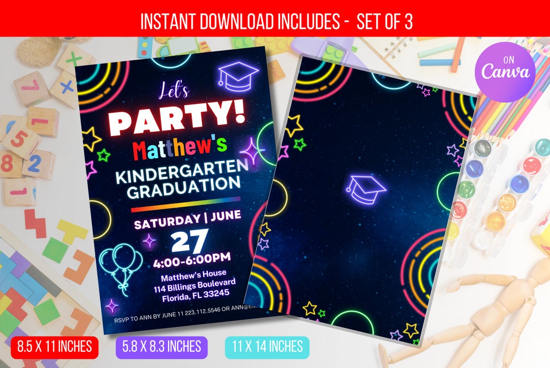 EDITABLE Kindergarten Graduation Invitation Flyer, Printable ...