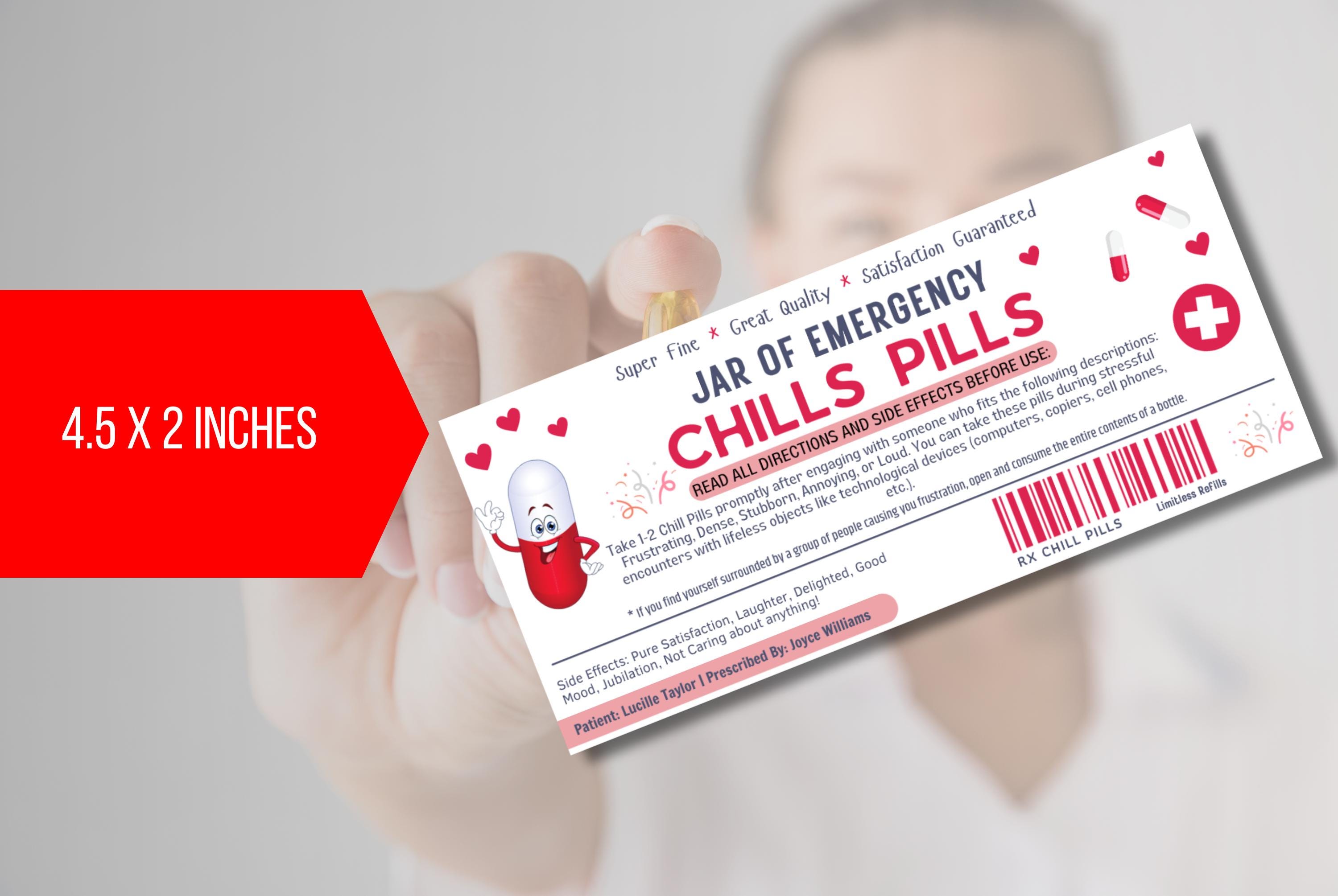 EDITABLE Chill Pill Label, Funny Gag Gift Professional Office Gift ...