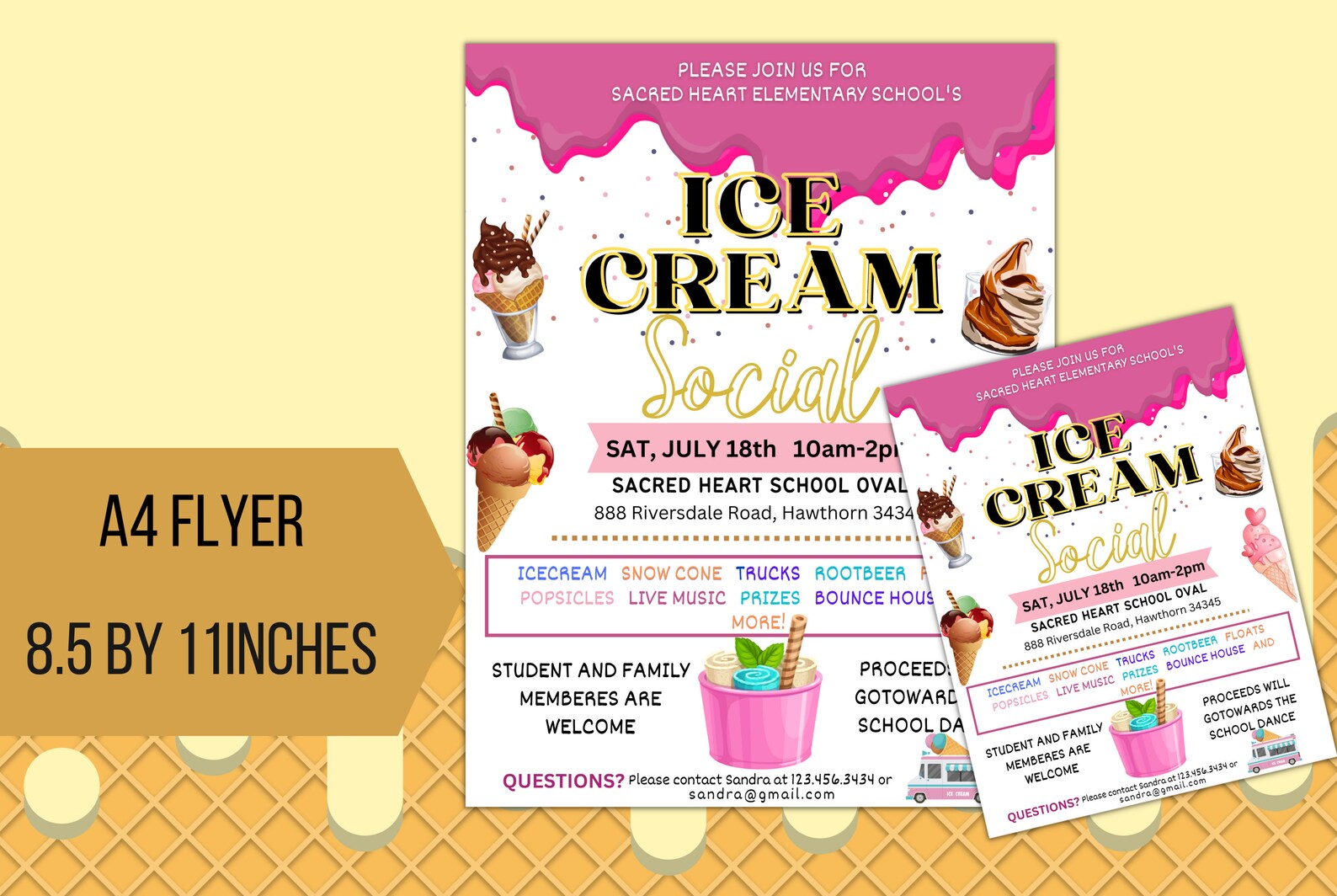 Ice Cream Flyer, Teacher Appreciation Week, Ice Cream Social Flyer ...