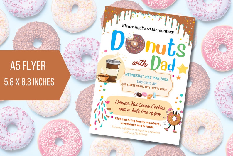 EDITABLE Donuts With Dad Flyer, Printable Donuts With Dad Invitation ...