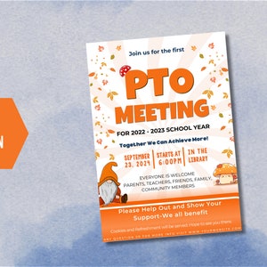 EDITABLE October PTO Meeting Handout Flyer, School Information Meeting ...