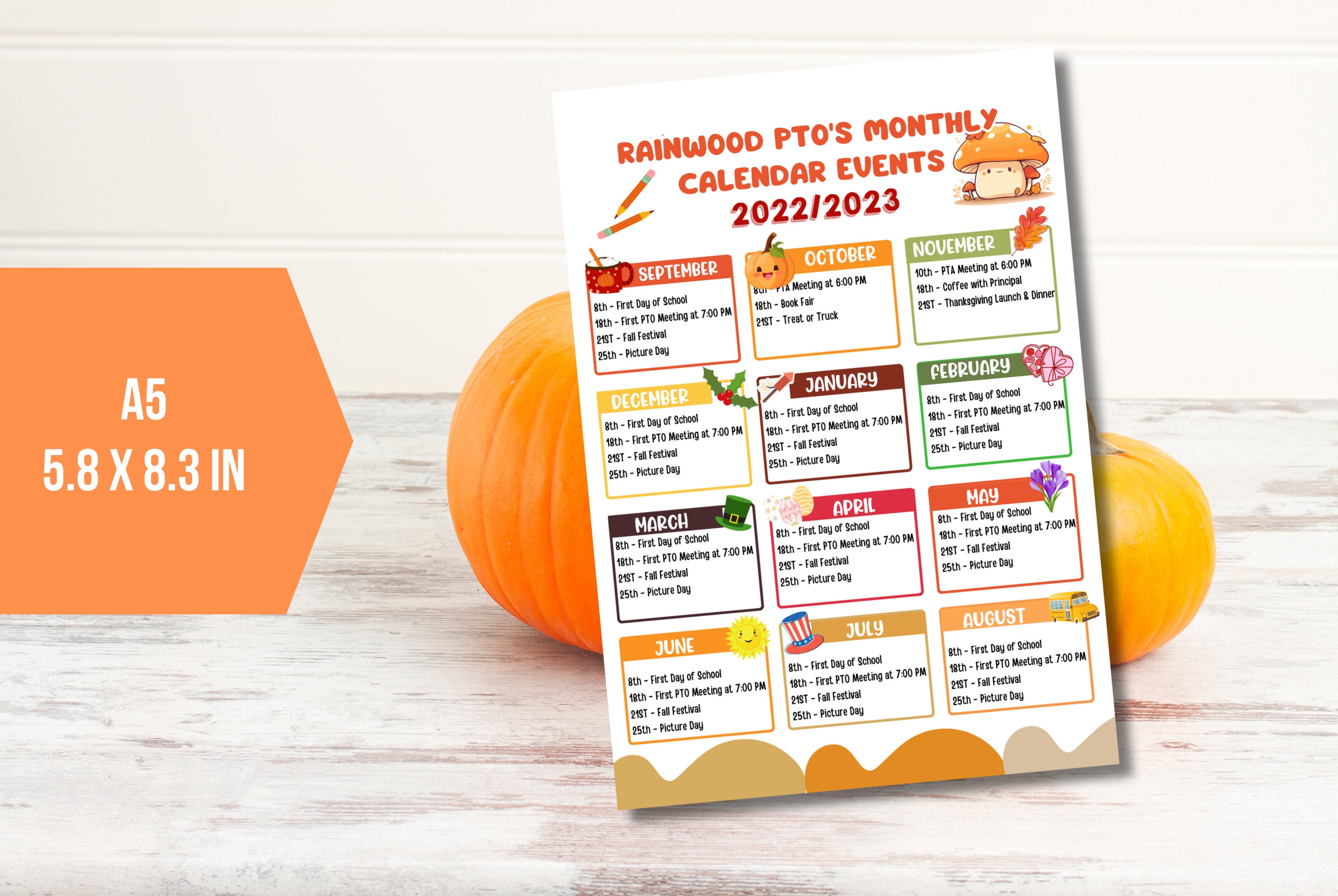 EDITABLE FALL Monthly Calendar of Events Flyer Template Year - Etsy