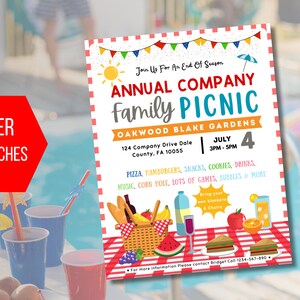 EDITABLE Annual Family Picnic Flyer Template, Staff Customer ...