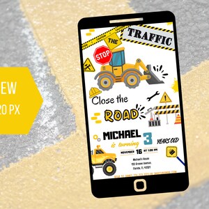 EDITABLE Stop the Traffic, Close the Road Birthday Invite, Construction ...