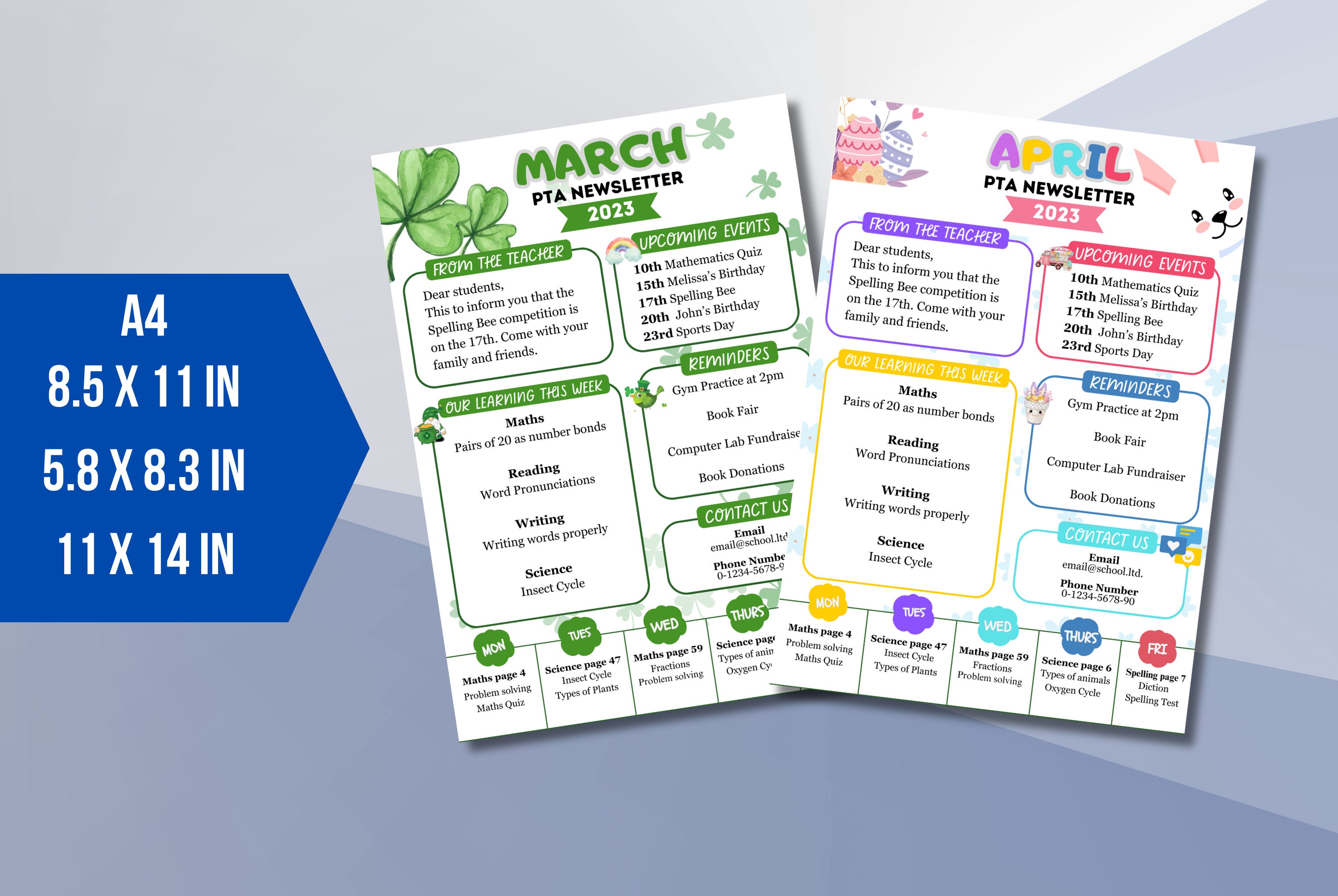 EDITABLE Monthly Newsletter Template Set Classroom Printable - Etsy ...