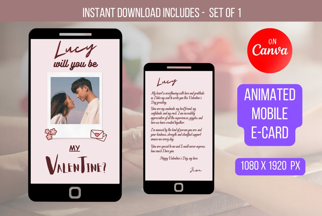EDITABLE Valentines Day Animated Card Invite for Mobile Phone ...