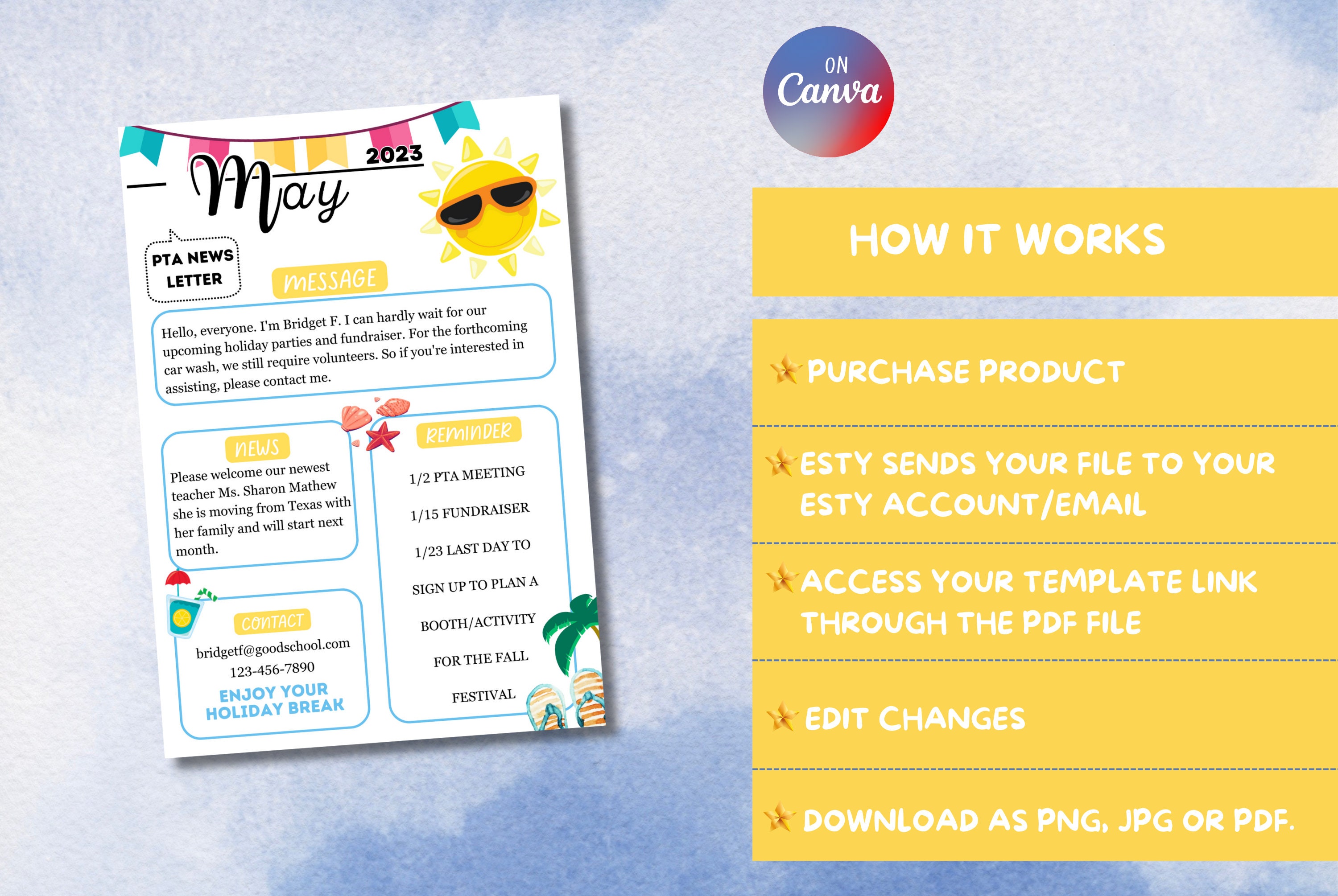 EDITABLE May Newsletter Template, Classroom Printable Handout Flyer ...