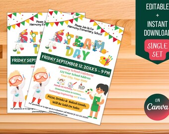 EDITABLE Family Steam Night Flyer, School PTA PTO Flyer, Community ...