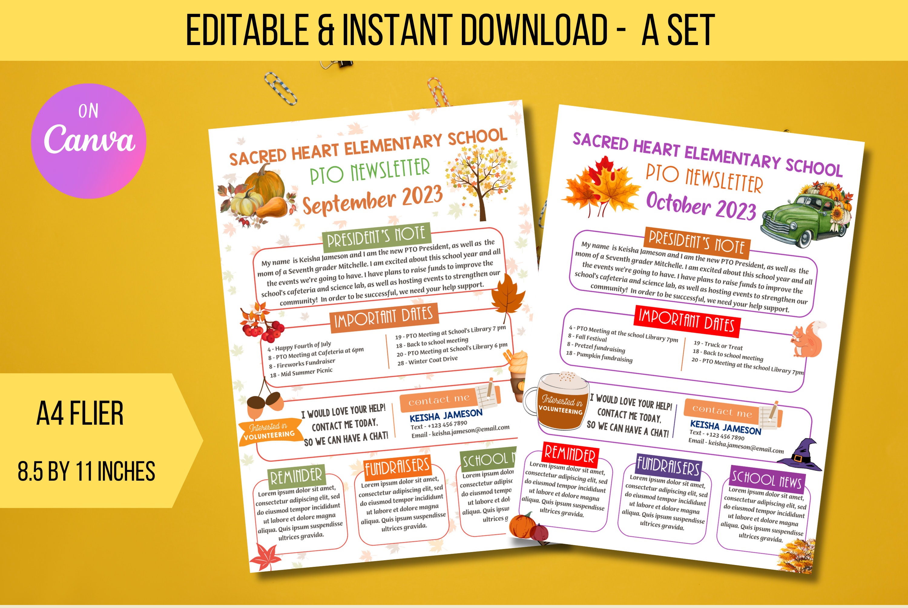 EDITABLE Yearly/monthly Newsletter Template Set Classroom - Etsy