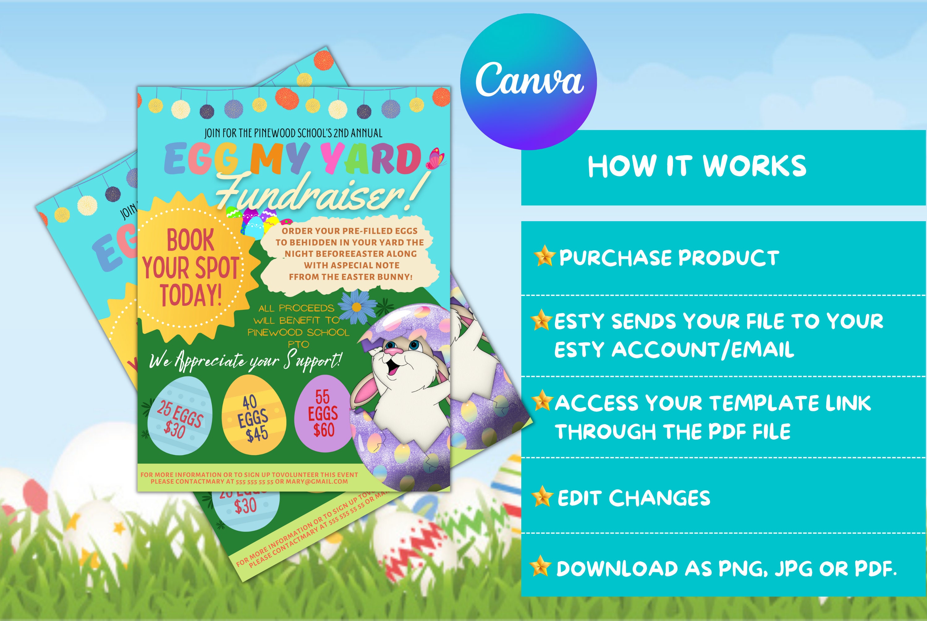 Egg My Yard Event Flyer Printable, Editable Egg Event Easter Bunny ...