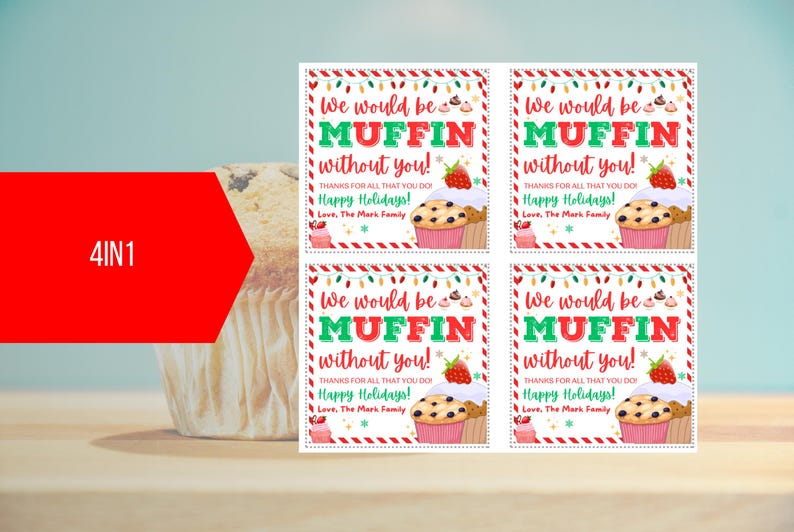 EDITABLE Appreciation Gift Tag, Muffin Without You Teacher Appreciation ...