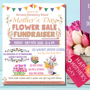 EDITABLE Mother's Day Flower Fundraiser Flyer, Printable Invite ...