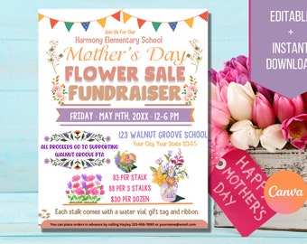 EDITABLE Mother's Day Flower Fundraiser Flyer, Roses Carnation ...