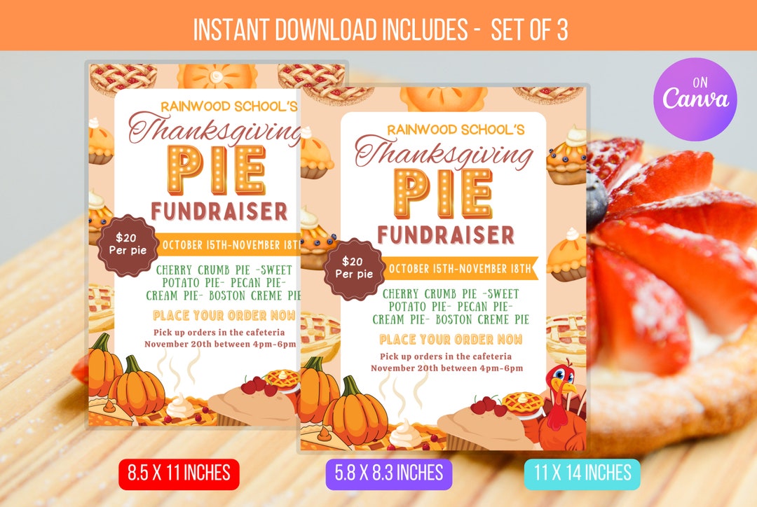 EDITABLE Thanksgiving Pie Fundraiser Flyer, Thanksgiving Fundraiser ...