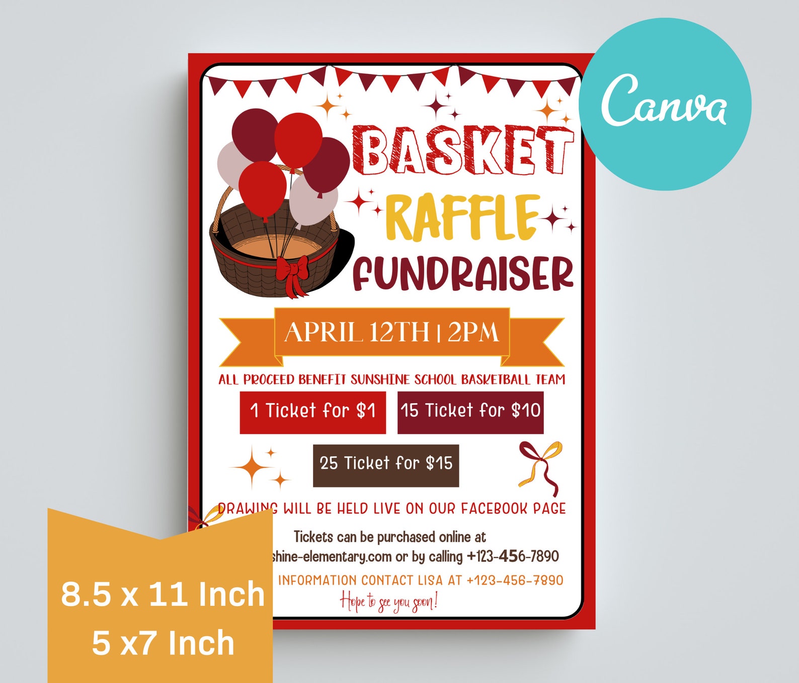 Basket Raffle Fundraiser Flyer Editable Basket Raffle - Etsy