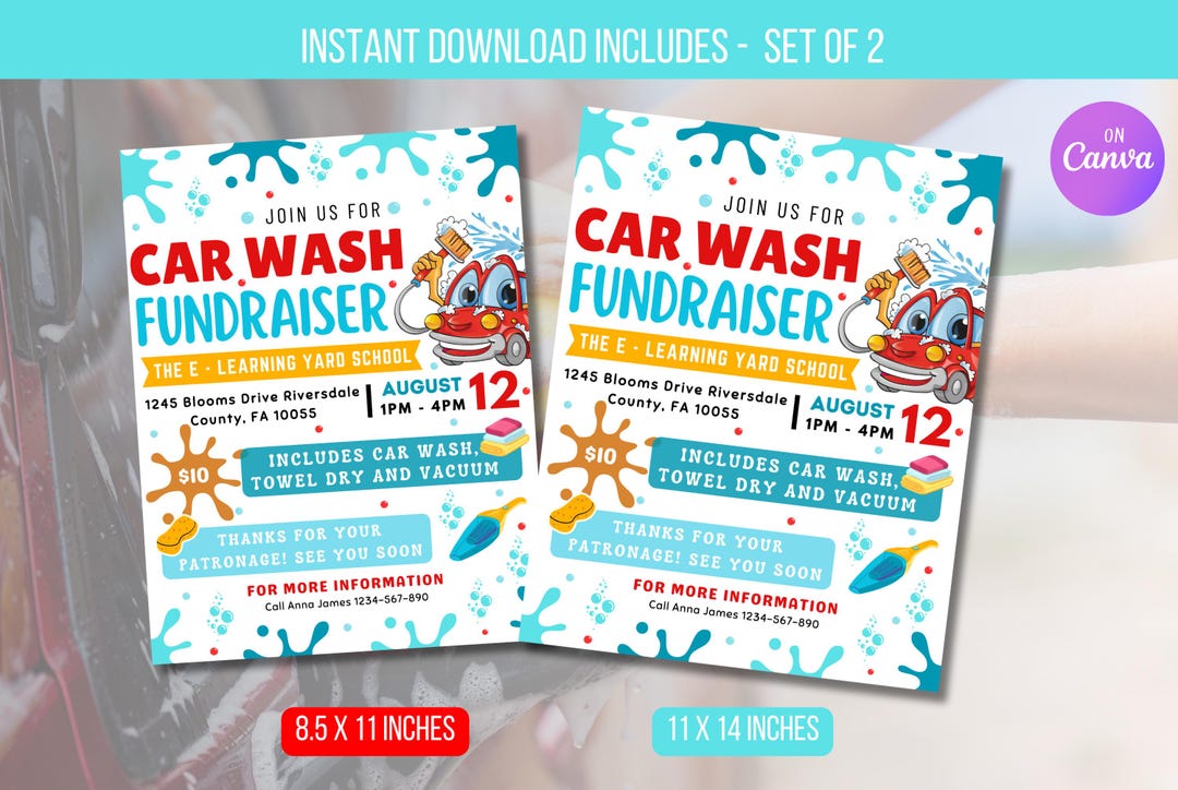 EDITABLE Car Wash Fundraiser Flyer, PTA PTO Flyer, School Benefit ...