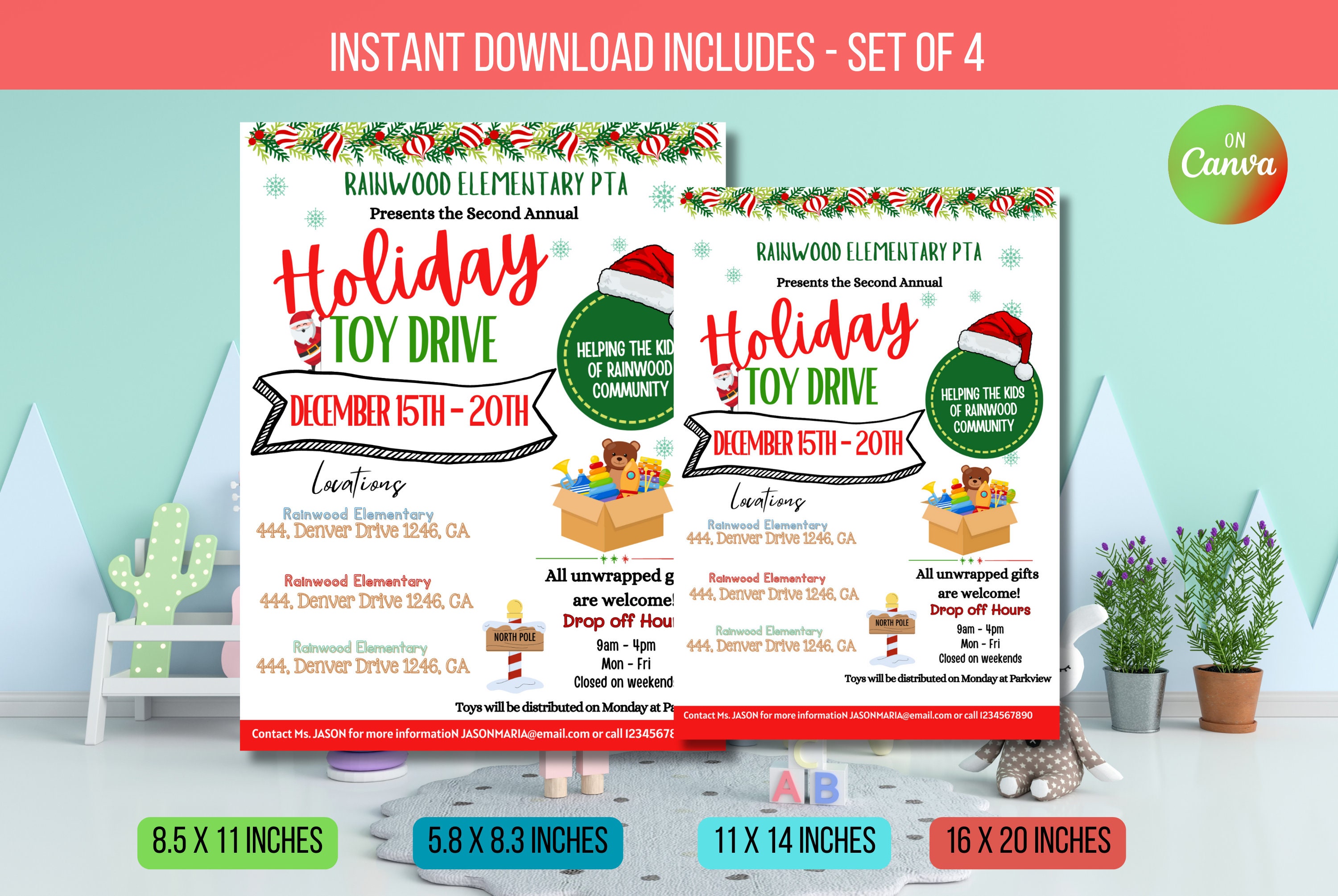 EDITABLE Holiday Toy Drive Flyer Printable Toy Drive - Etsy