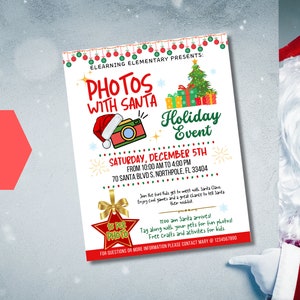 EDITABLE Photos With Santa Flyer, Printable Photos Invitation, Kid ...