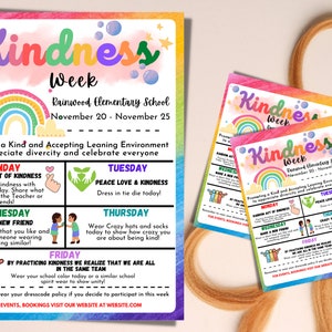 Kindness Week Itinerary Flyer, Diversity Inclusion, Printable Editable ...