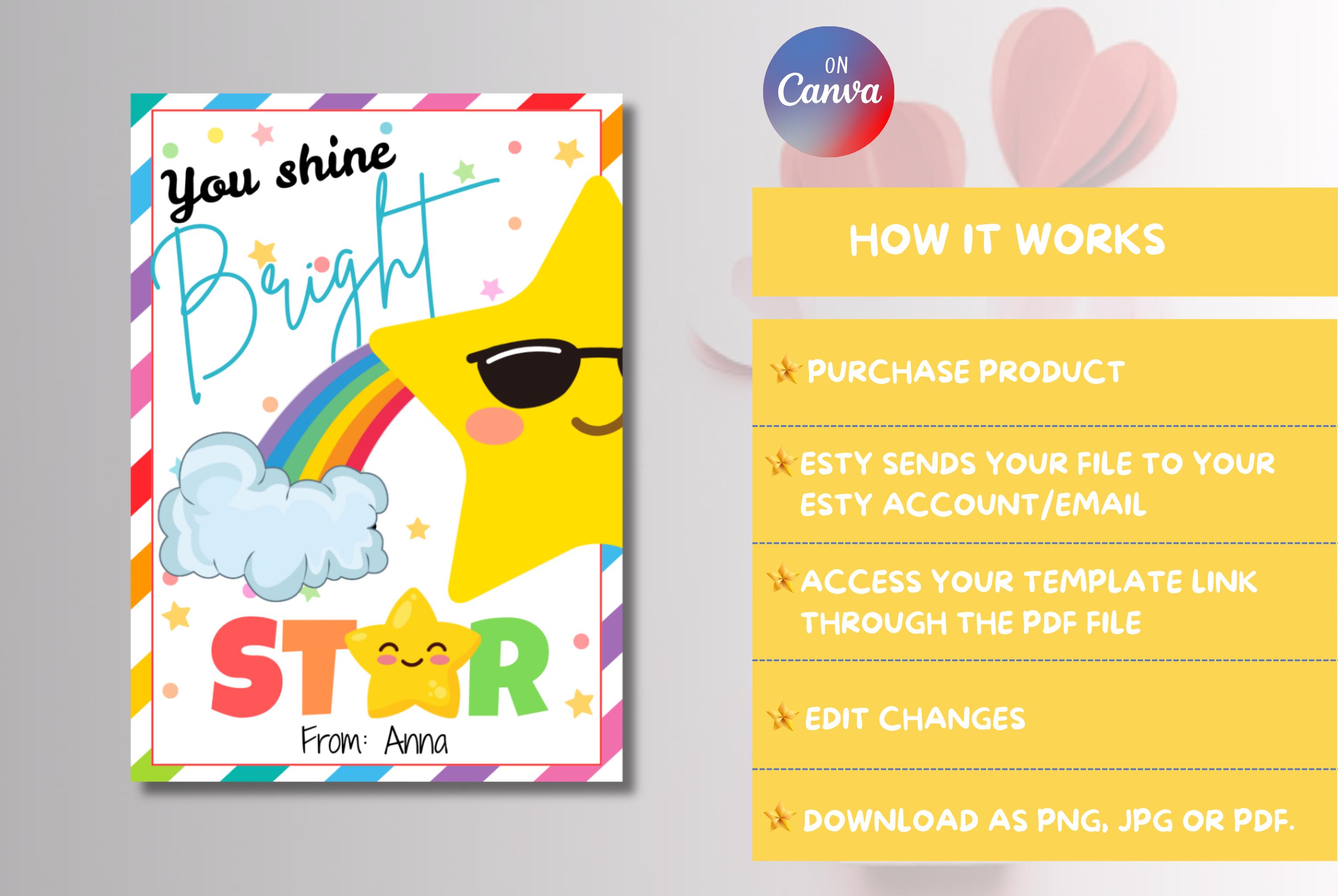 EDITABLE You Shine Bright Like a Star Gift Tags, School Printable Tags ...