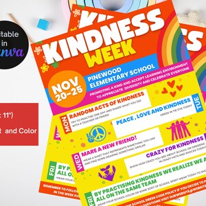 Kindness Week Itinerary Flyer, Diversity Inclusion, Printable Editable ...