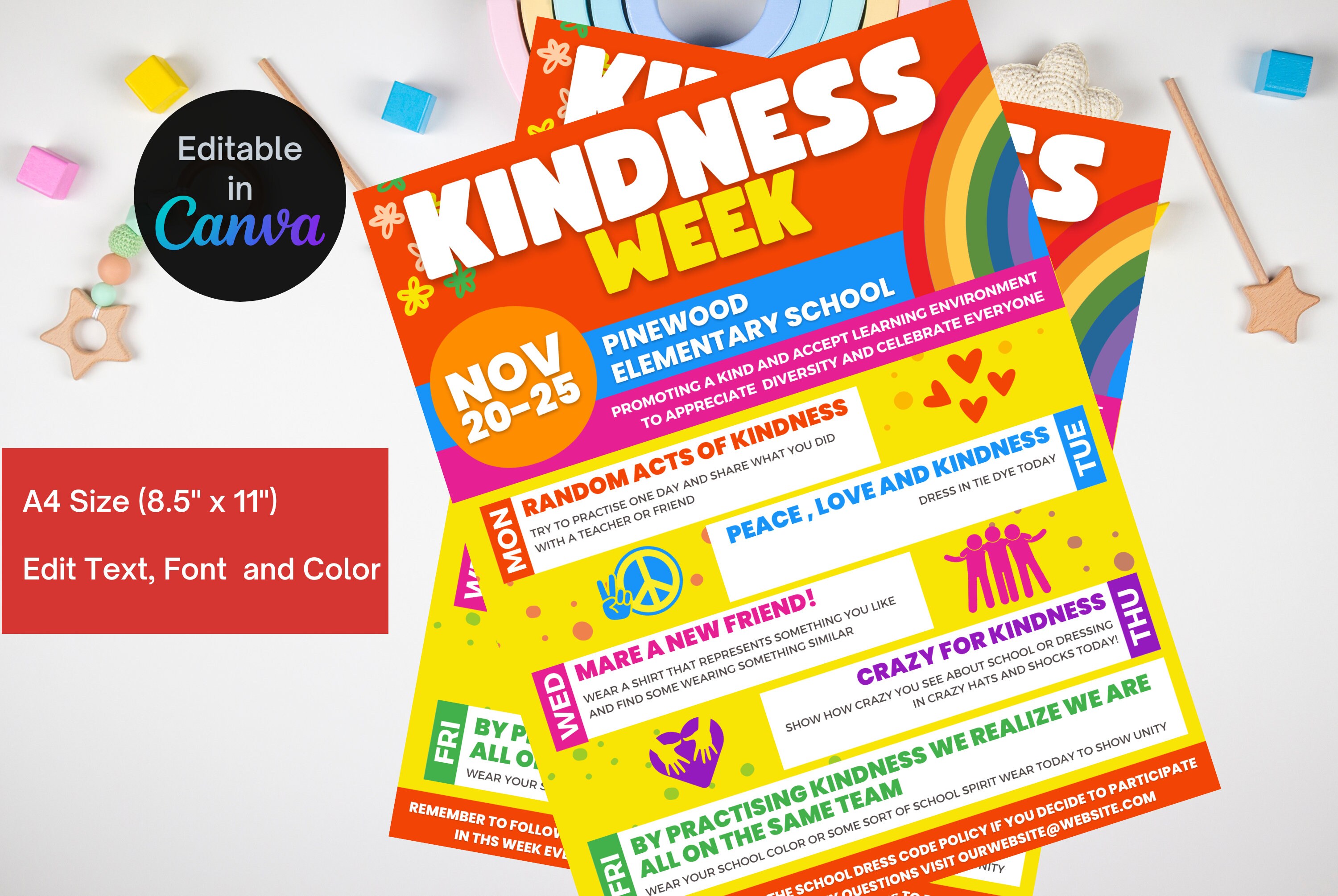 Kindness Week Itinerary Flyer, Diversity Inclusion, Printable Editable ...