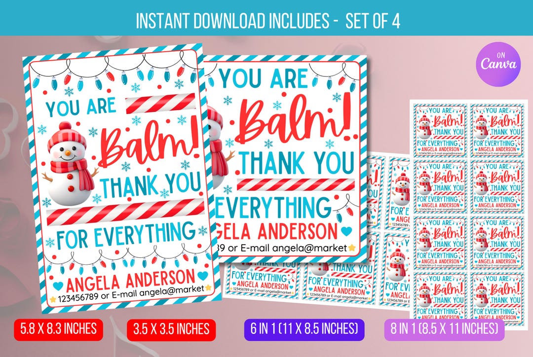 EDITABLE You're the Balm Gift Tag, Teacher Gift Tag, Appreciation Day ...