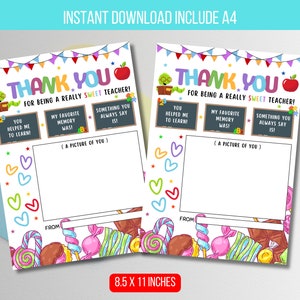 EDITABLE Classroom Teacher Survey Sheet, Teacher Thank You Page Teacher ...