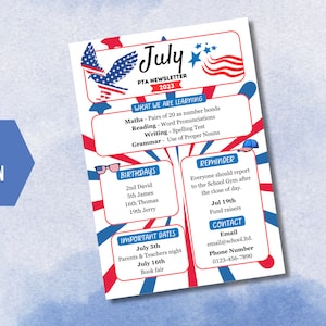 EDITABLE July Newsletter Template, Classroom Printable Handout Flyer ...